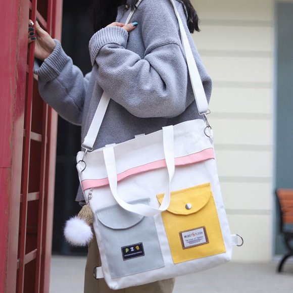 Bags | Canvas Dual Front Pocket Tote Bag | Poshmark